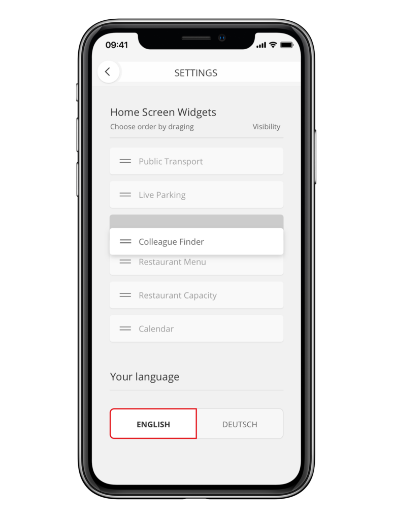 Options for customization in the Workplace Experience App